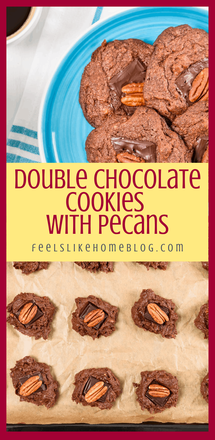 Chewy Double Chocolate Pecan Cookies - Feels Like Home™