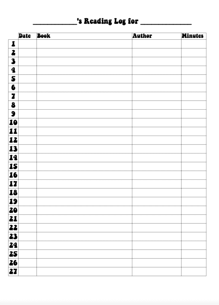 Simple Printable Reading Log for Kids - Feels Like Home™