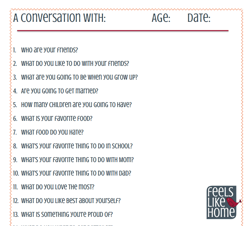 20 Interview Questions To Ask Your Kids Feels Like Home 