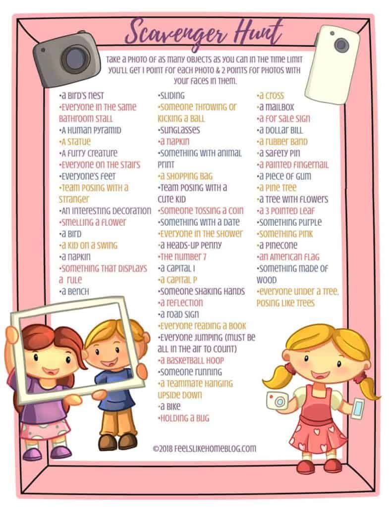 Printable Photo Scavenger Hunt for Tweens, Teens, & Adults