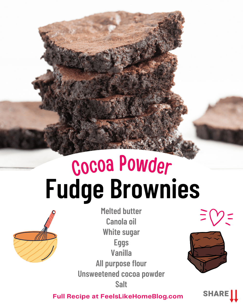 The Best Cocoa Powder Brownies Recipe - Feels Like Home™