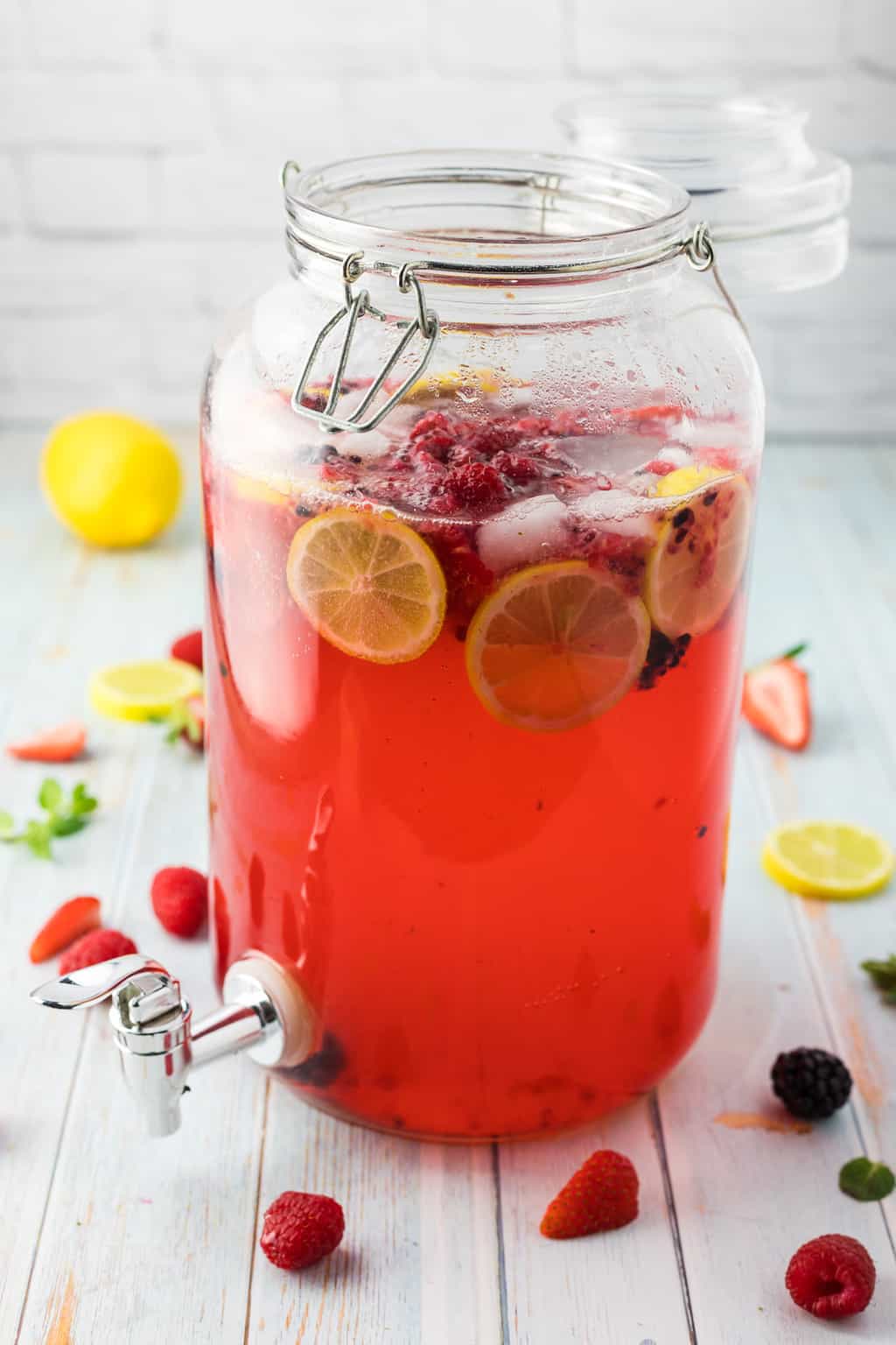 Sparkling Pink Lemonade with Berries and Mint - Feels Like Home™