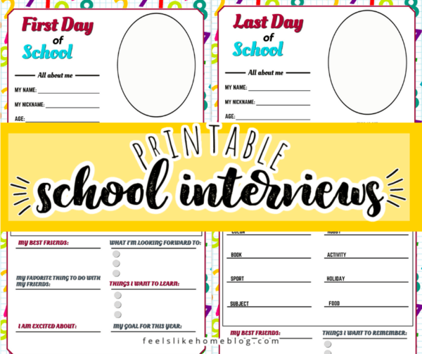 Printable First & Last Day of School Interview Questions for Kids