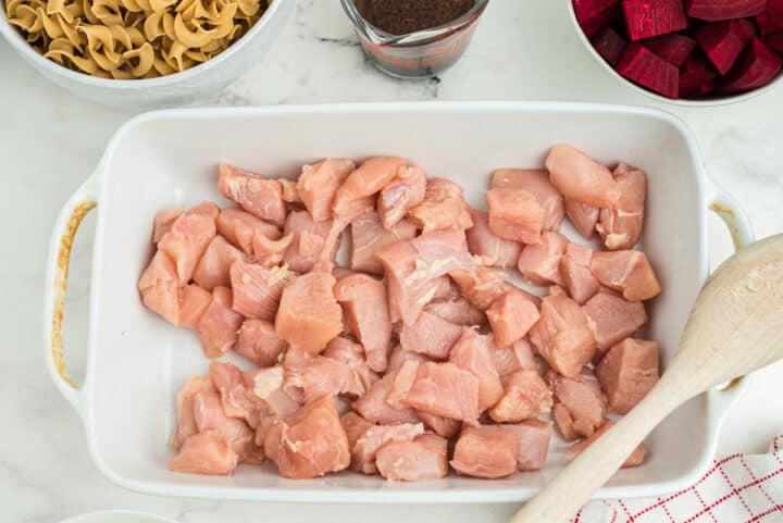 Roasted Chicken and Beets with Noodles - Feels Like Home™