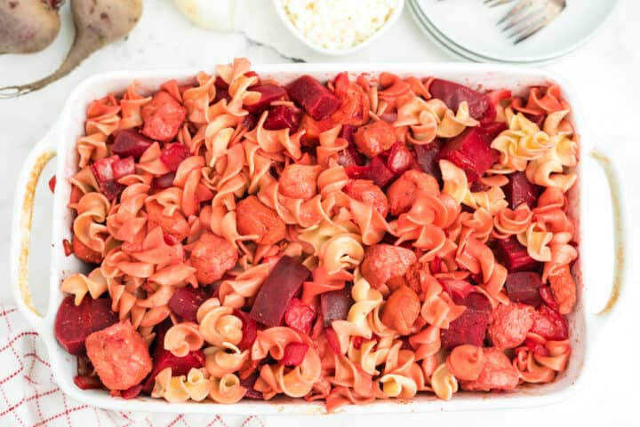Roasted Chicken and Beets with Noodles - Feels Like Home™