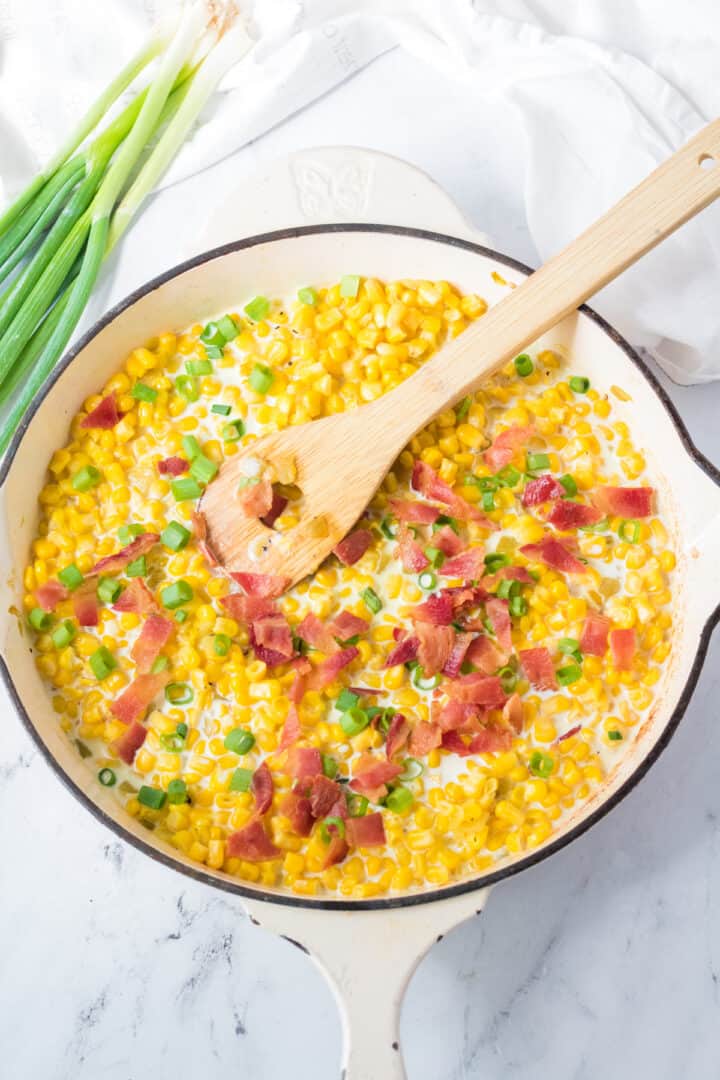 Cheesy Skillet Corn with Bacon - Feels Like Home™