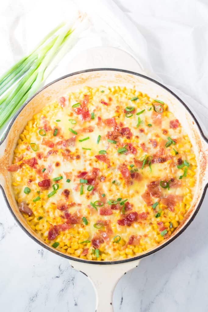 Cheesy Skillet Corn with Bacon - Feels Like Home™