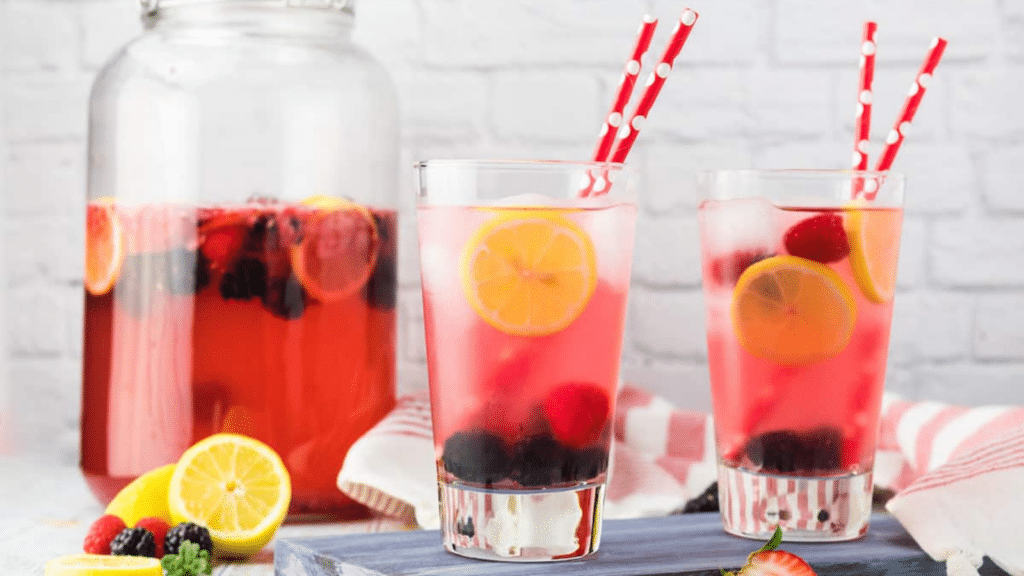 Sparkling Pink Lemonade with Berries and Mint - Feels Like Home™