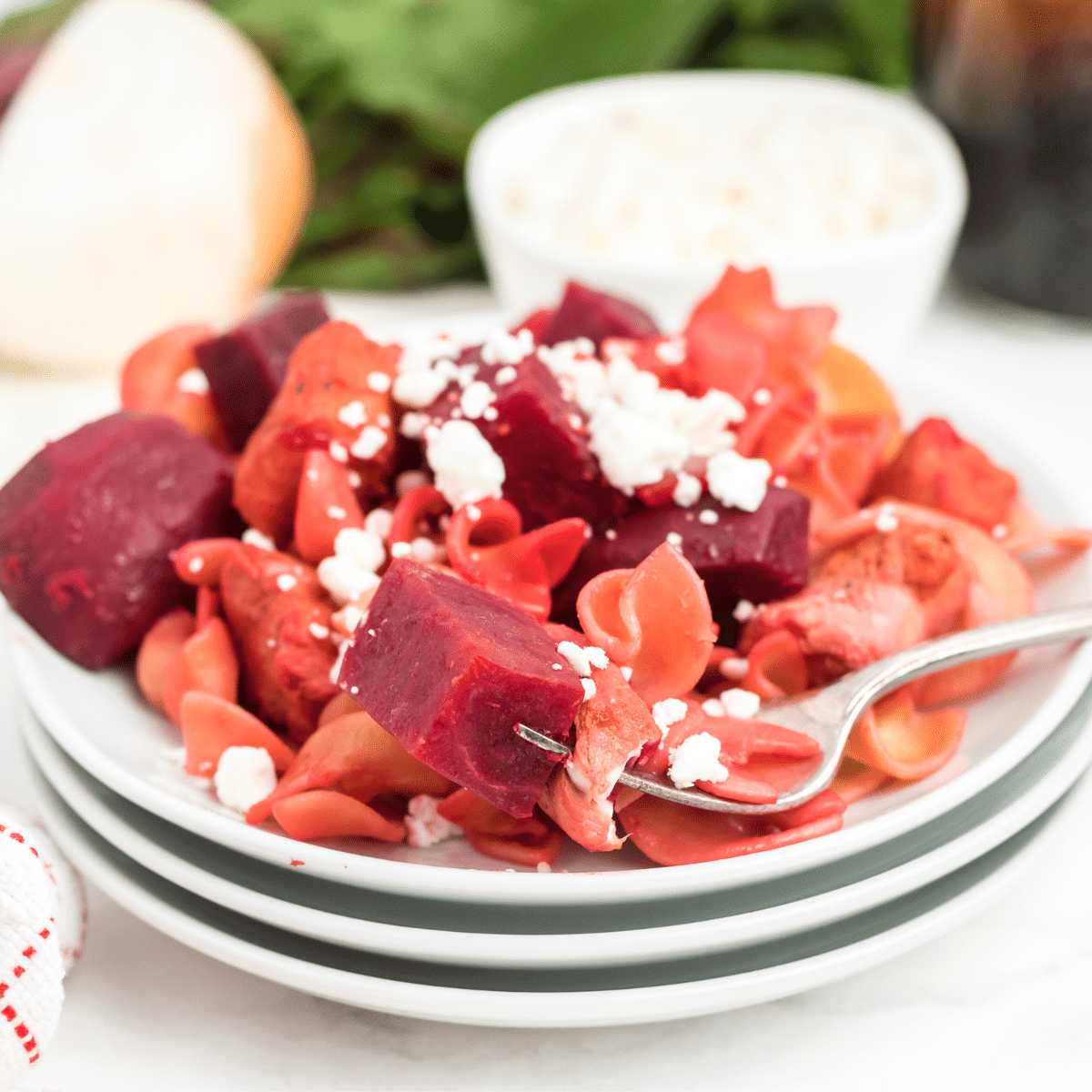 Roasted Chicken and Beets with Noodles - Feels Like Home™