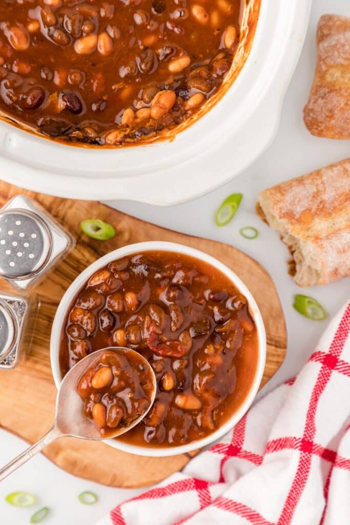 CrockPot BBQ Baked Beans with Bacon Plus Stovetop Instructions